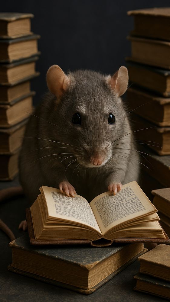 Curious rat reading vintage books | Free Photo - rawpixel