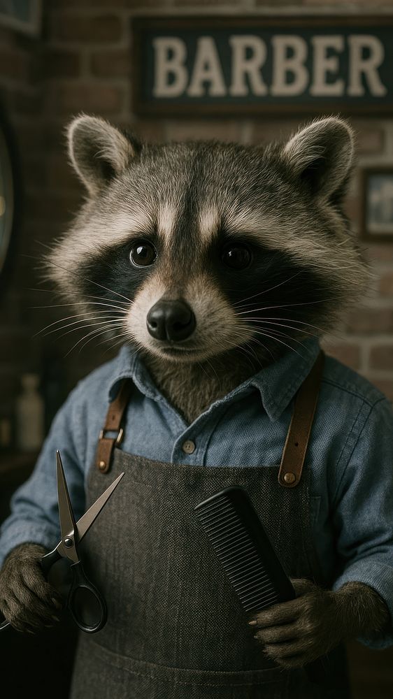 Raccoon barber with scissors | Free Photo - rawpixel