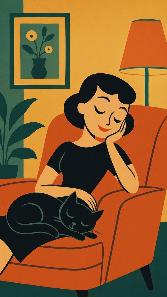 Cozy retro illustration featuring relaxation | Free Photo Illustration ...