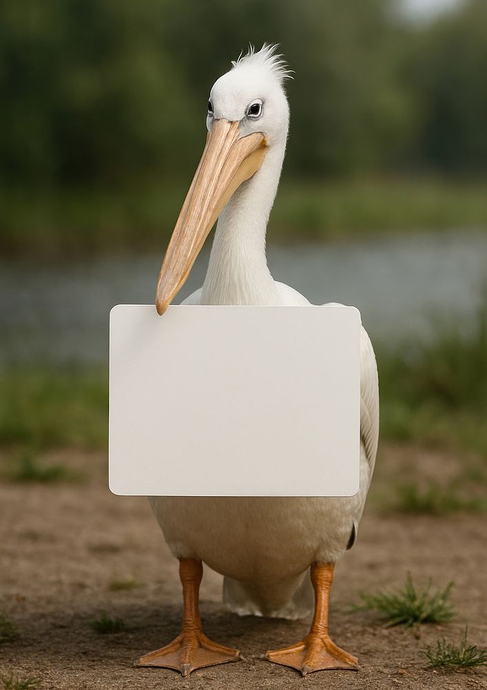 Pelican holding blank sign | Free Photo - rawpixel