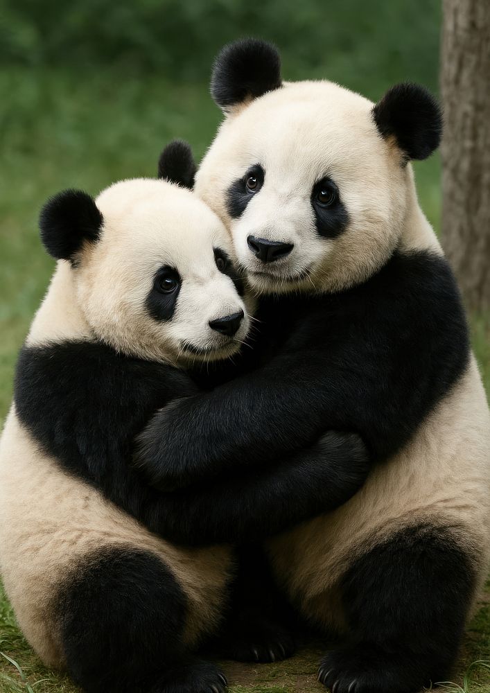 Adorable pandas hugging together | Free Photo - rawpixel