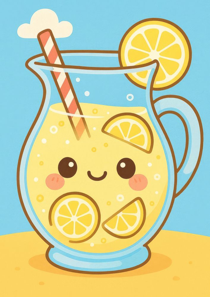 Cute lemonade cartoon wallpaper | Free Photo Illustration - rawpixel