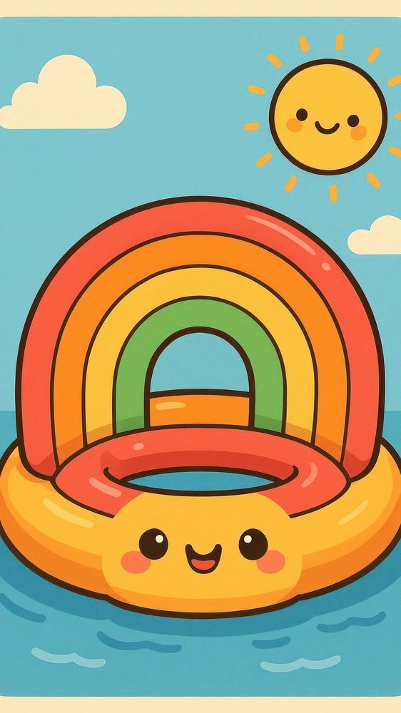 Cute rainbow floaty wallpaper | Free Photo Illustration - rawpixel