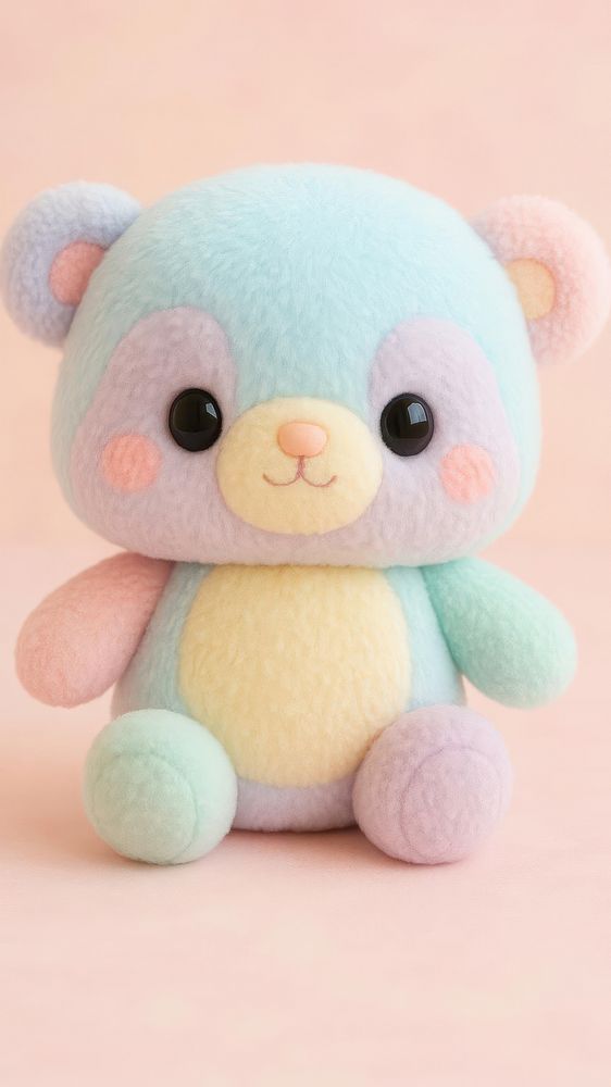 Cute pastel teddy bear wallpaper | Free Photo - rawpixel