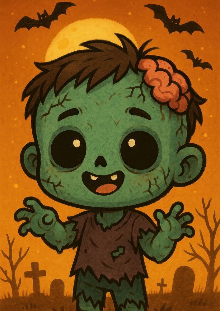 Cute cartoon zombie illustration | Free Photo Illustration - rawpixel