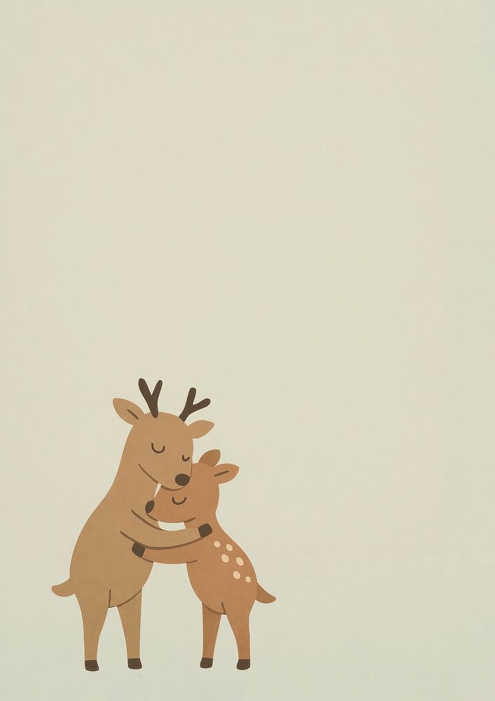 Adorable deer hugging illustration | Free Photo Illustration - rawpixel