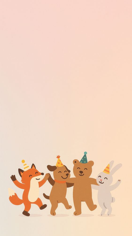 Cute animals celebrating together | Free Photo Illustration - rawpixel