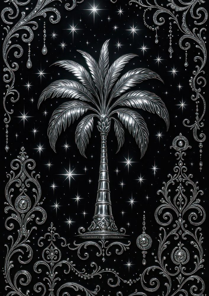Elegant silver palm tree illustration | Free Photo Illustration - rawpixel