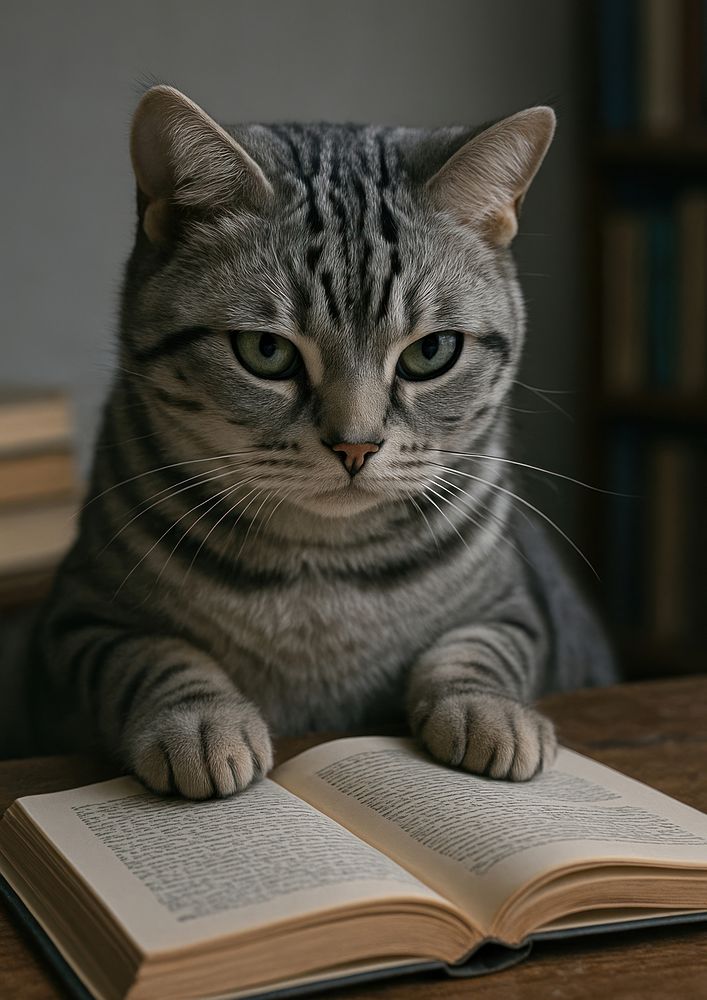 Curious cat reading open book | Free Photo - rawpixel