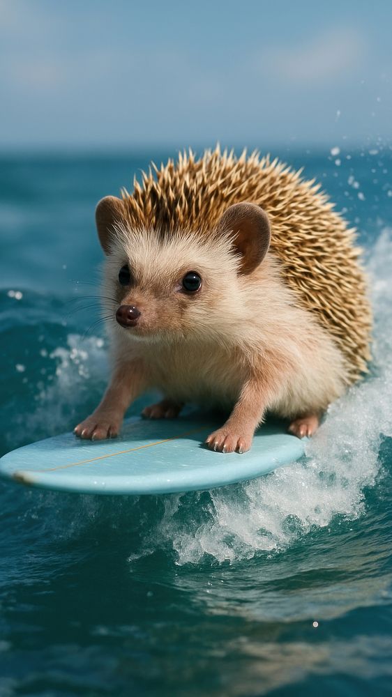 Hedgehog surfing ocean waves | Free Photo - rawpixel