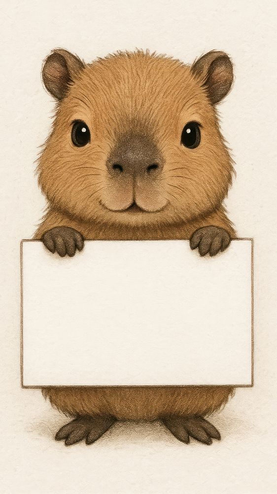 Adorable capybara holding sign | Free Photo Illustration - rawpixel