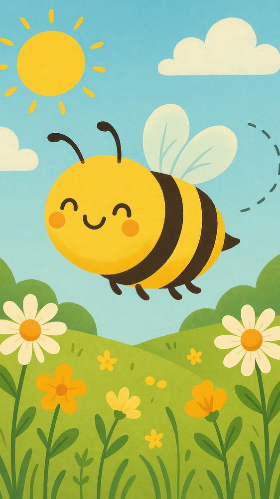 Cute bee in sunny meadow | Free Photo Illustration - rawpixel