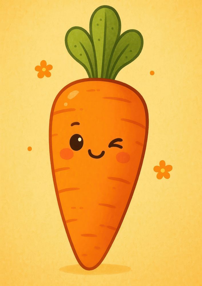 Cute cartoon carrot illustration | Free Photo Illustration - rawpixel