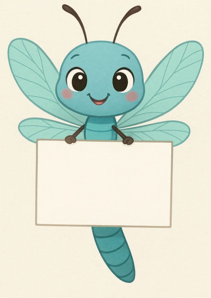 Cute cartoon insect holding sign | Free Photo Illustration - rawpixel