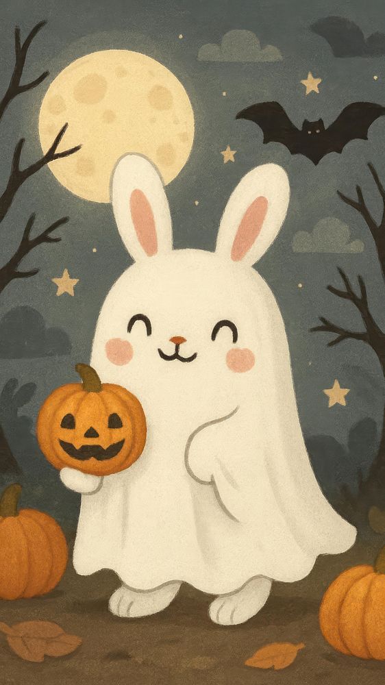 Cute Halloween bunny wallpaper | Free Photo Illustration - rawpixel