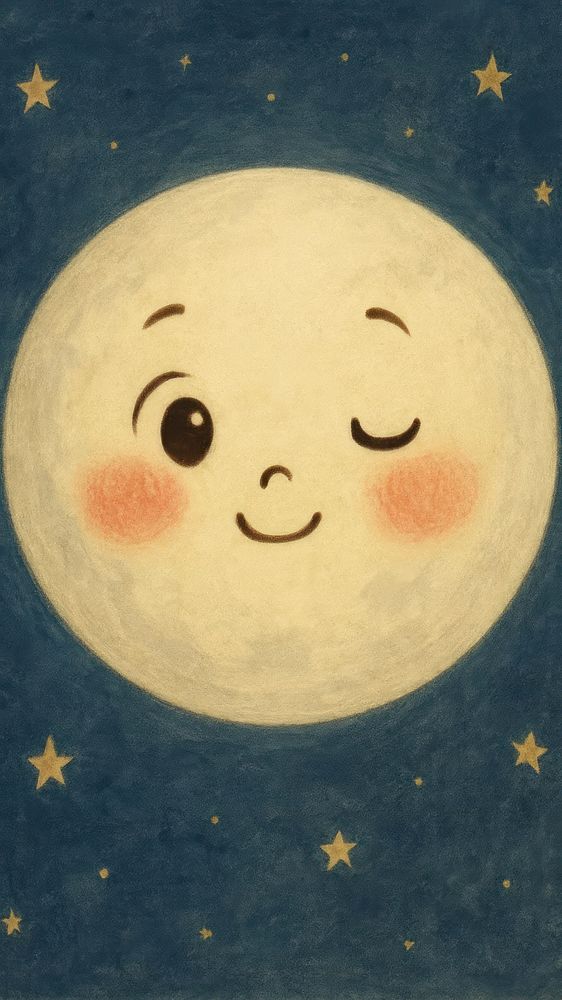Cute moon winking illustration | Free Photo Illustration - rawpixel