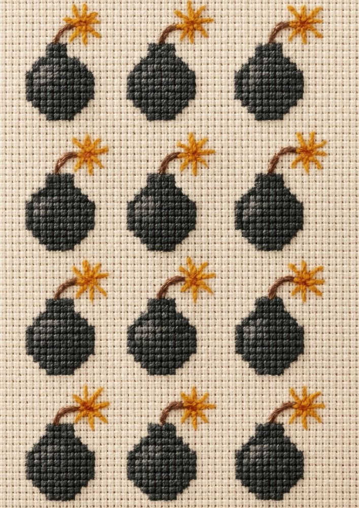 Retro bomb cross-stitch pattern | Free Photo Illustration - rawpixel