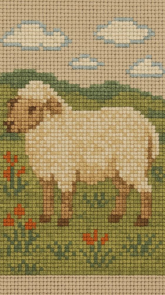 Pixelated sheep in meadow | Free Photo Illustration - rawpixel