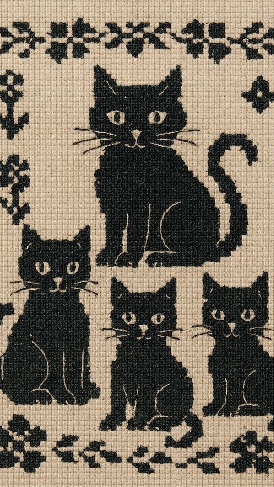 Vintage cat pattern wallpaper | Free Photo Illustration - rawpixel