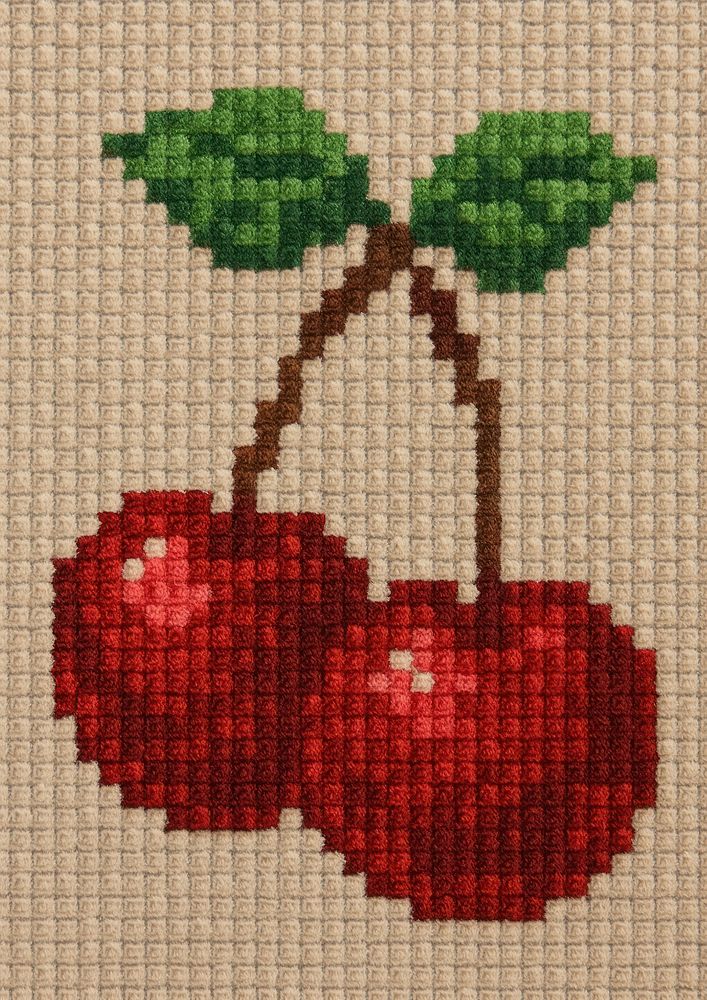 Pixelated cherries on textured background | Free Photo Illustration ...