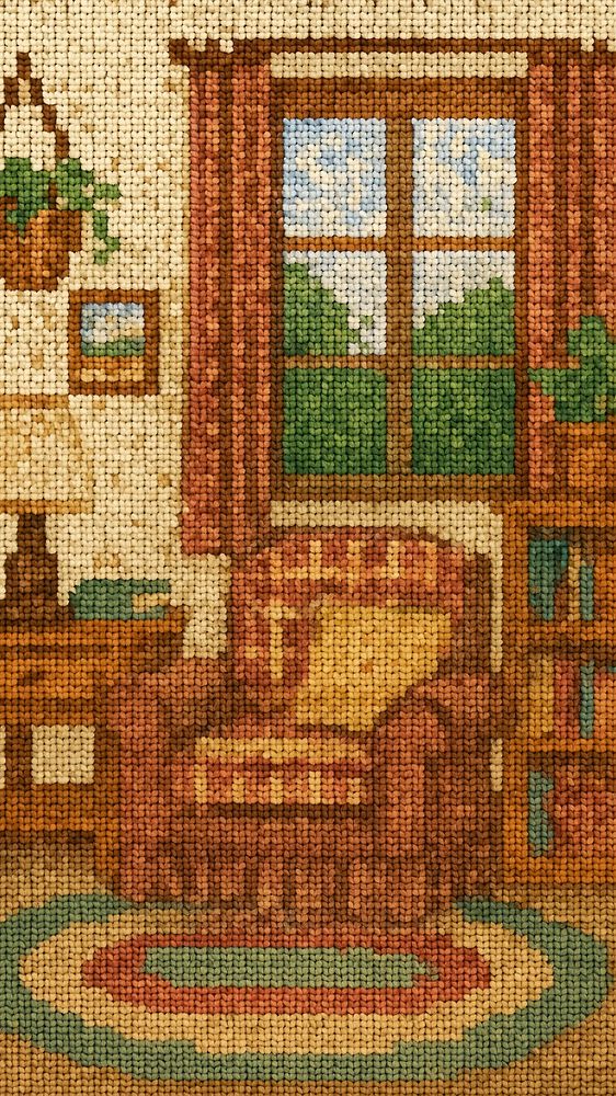 Cozy pixelated vintage room | Free Photo Illustration - rawpixel