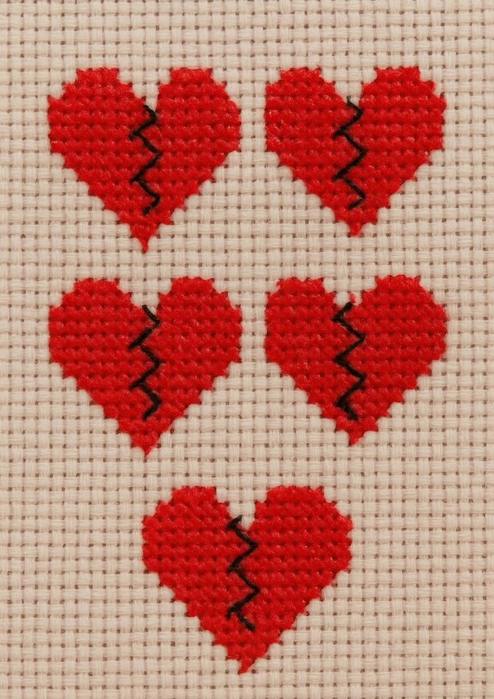Stitched hearts on fabric | Free Photo Illustration - rawpixel