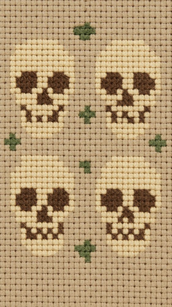 Vintage skull cross-stitch pattern | Free Photo Illustration - rawpixel