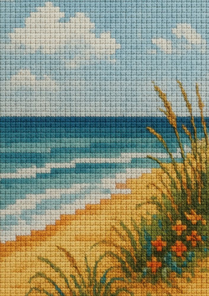 Pixelated beach scene art | Free Photo Illustration - rawpixel