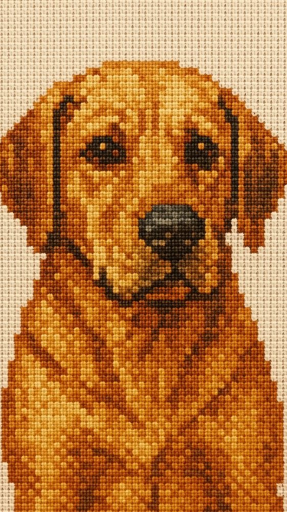 Golden retriever cross-stitch pattern | Free Photo Illustration - rawpixel