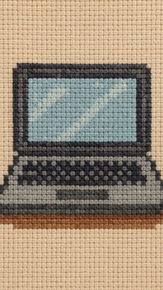 Pixelated laptop cross-stitch design | Free Photo Illustration - rawpixel