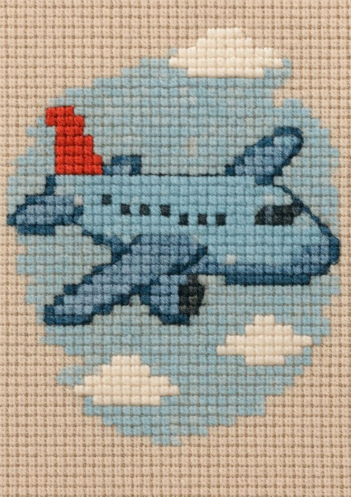Airplane cross-stitch mobile wallpaper | Free Photo Illustration - rawpixel
