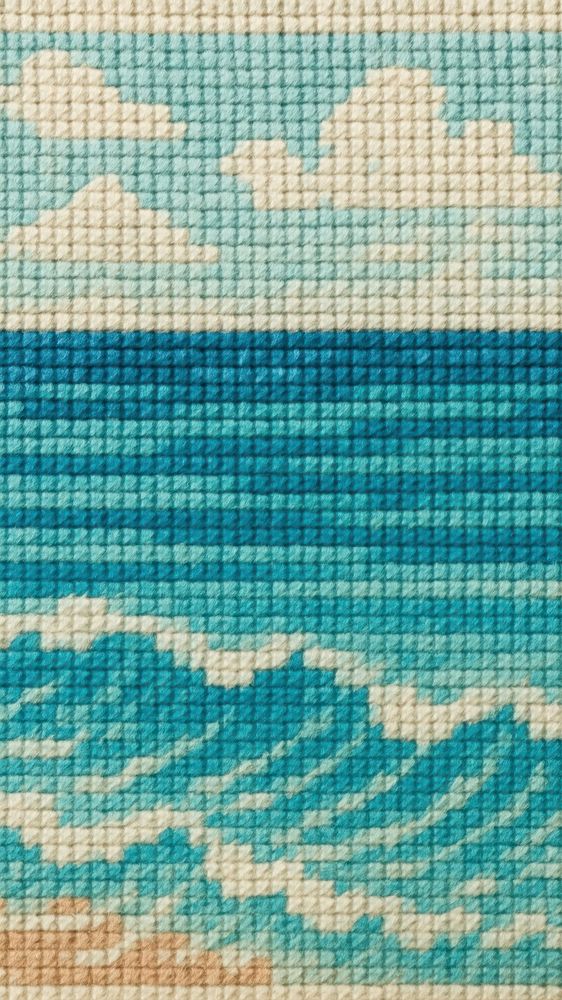 Pixelated ocean waves mobile wallpaper | Free Photo Illustration - rawpixel