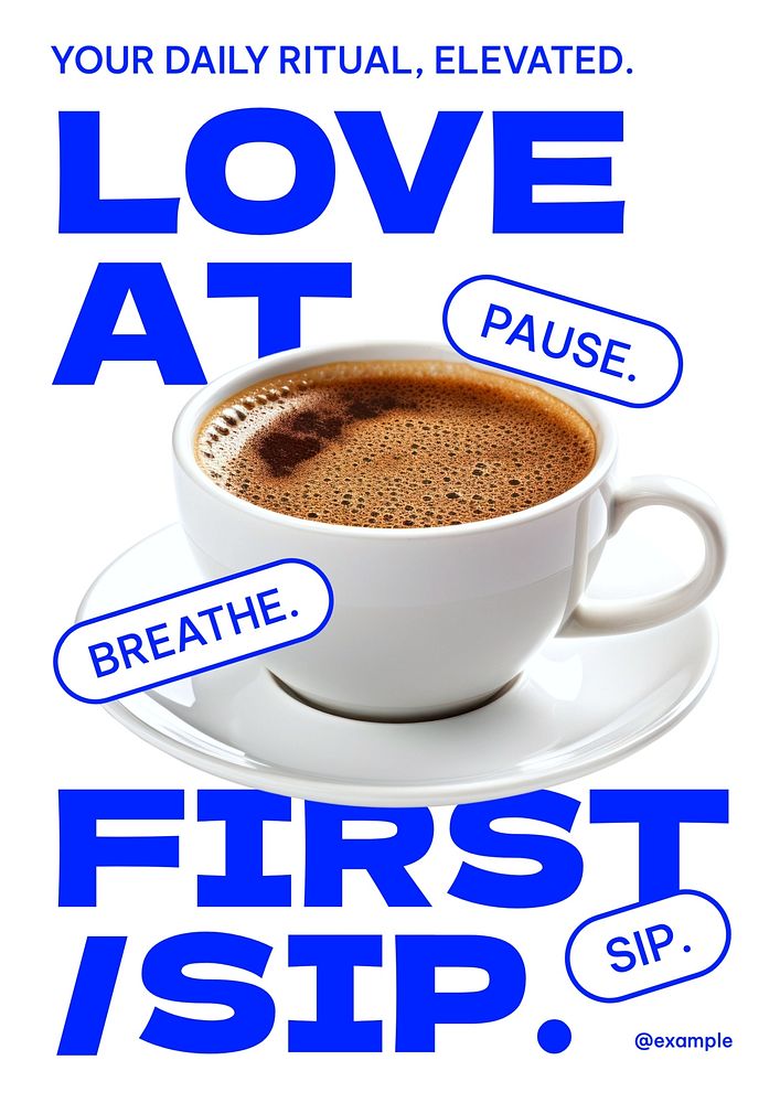 Coffee cup bold typography template | Free Photo - rawpixel