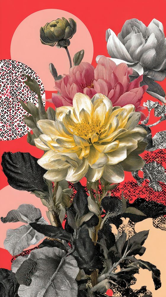 China flag flowers illustration collage | Free Photo Illustration ...