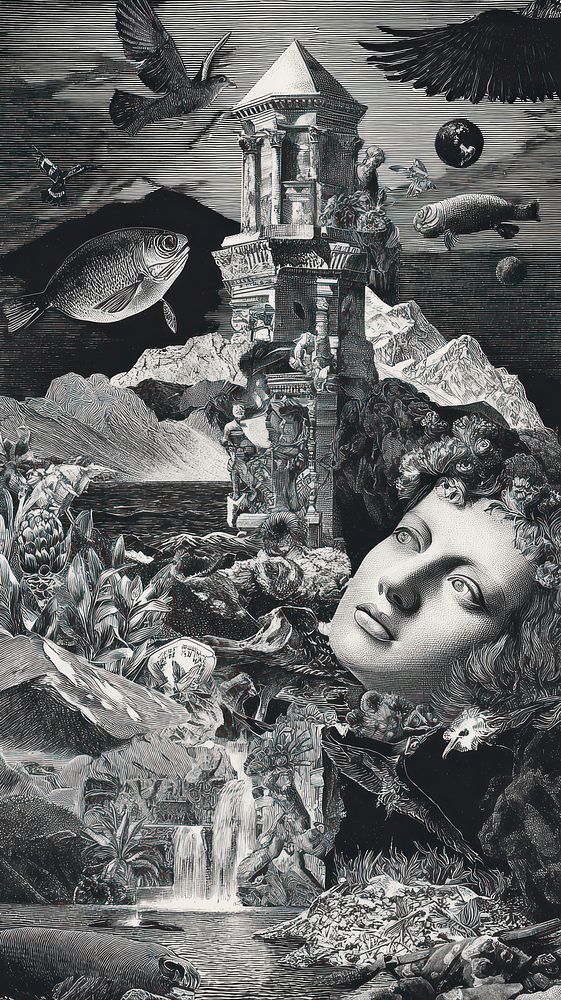 Greek mythology elements surreal collage | Free Photo Illustration ...