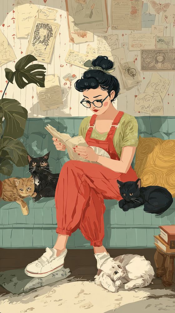 Vintage Reading Wallpaper Painting Images | Free Photos, PNG Stickers ...