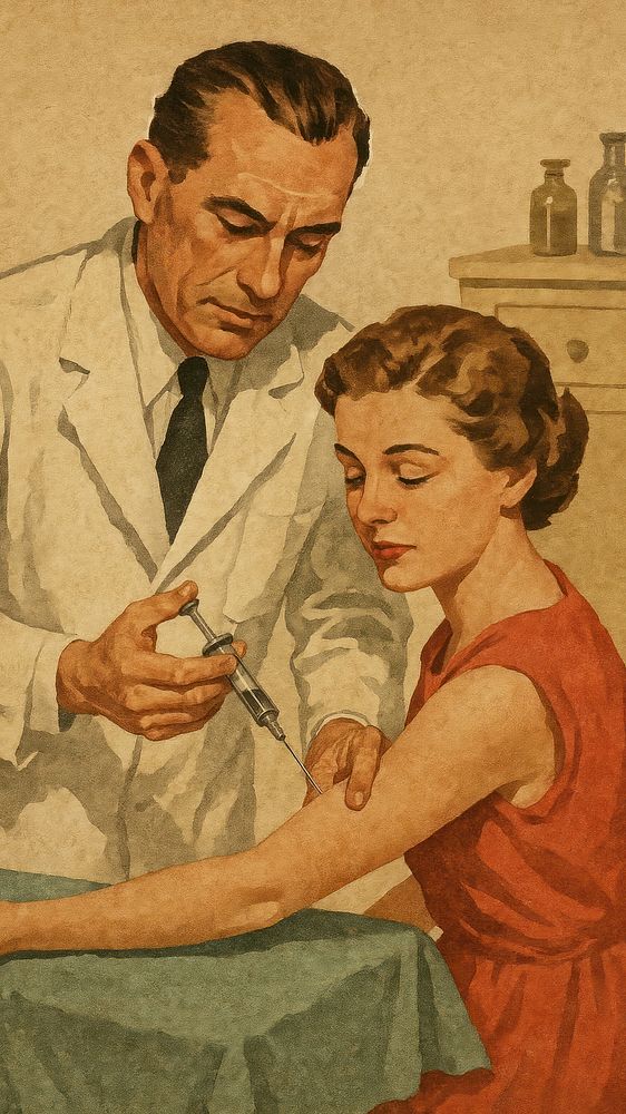 Vintage doctor giving patient injection | Free Photo Illustration ...