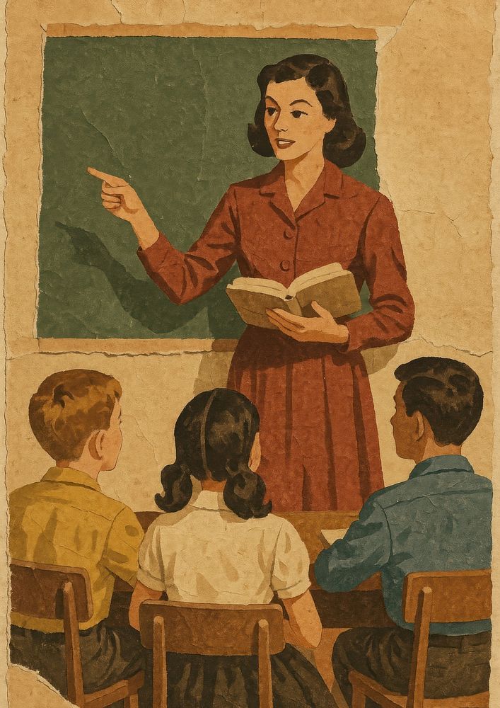 Vintage classroom teacher illustration | Free Photo Illustration - rawpixel