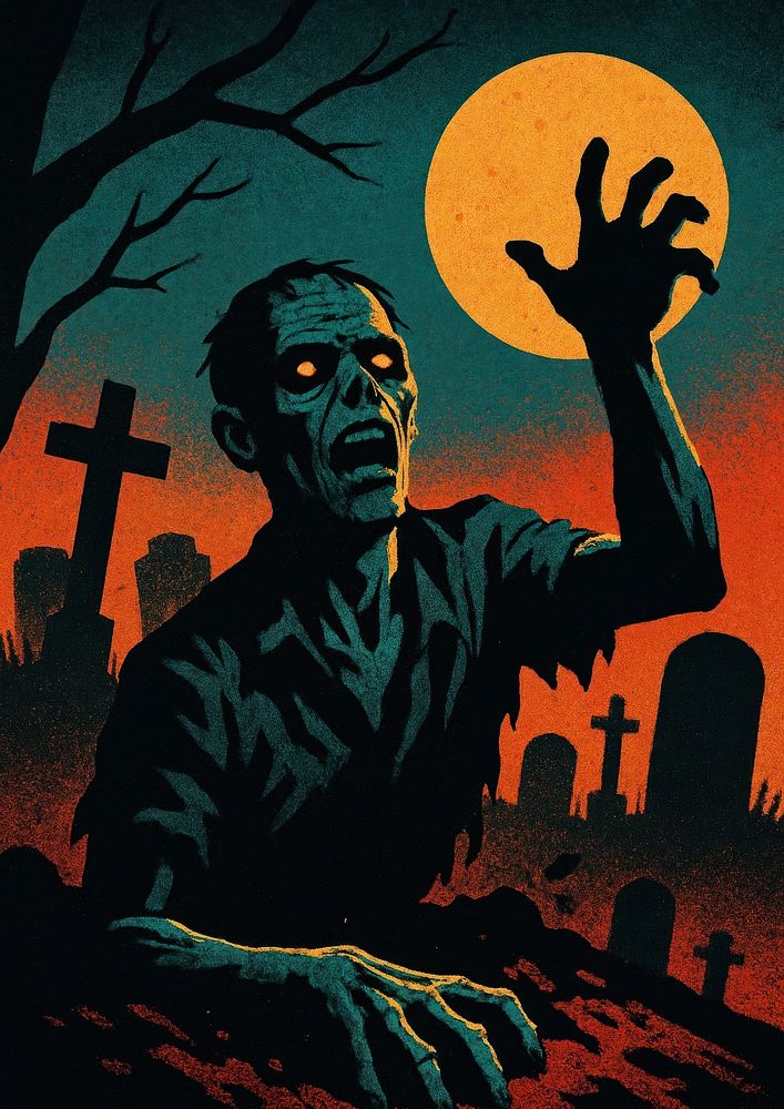 Eerie zombie under moonlight | Free Photo Illustration - rawpixel