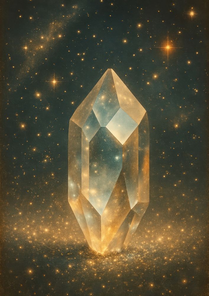 Ethereal crystal amidst cosmic stars | Free Photo Illustration - rawpixel