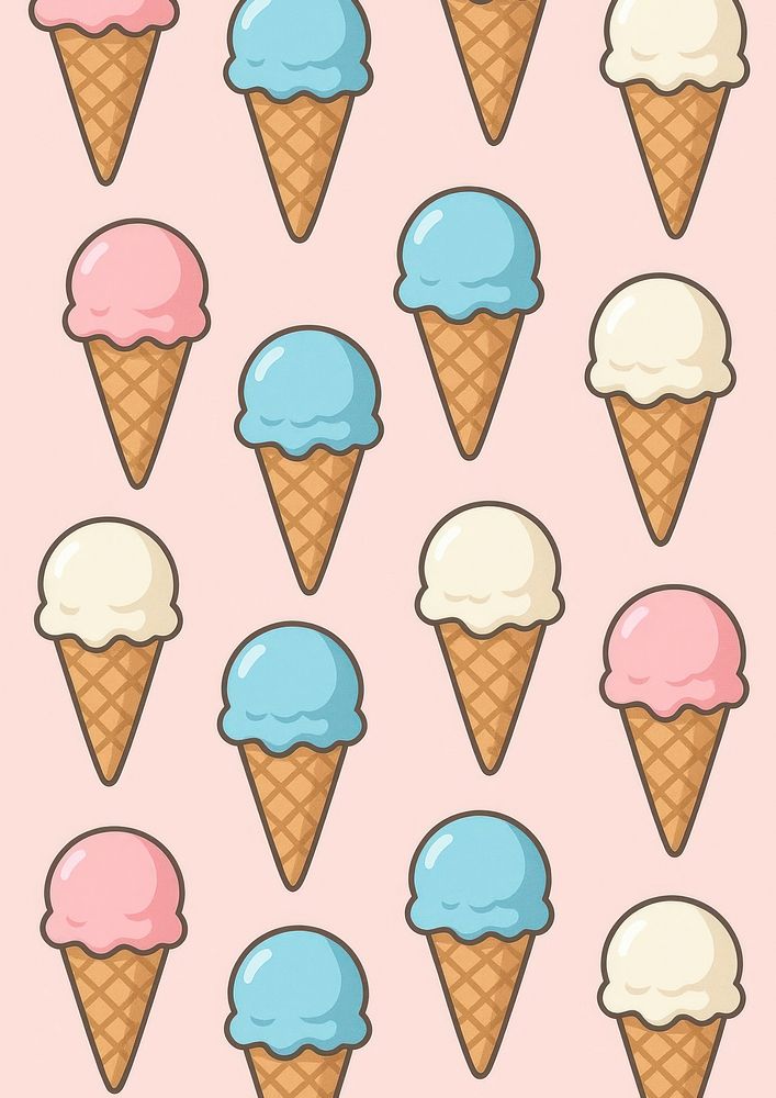 Colorful ice cream cones pattern | Free Photo Illustration - rawpixel