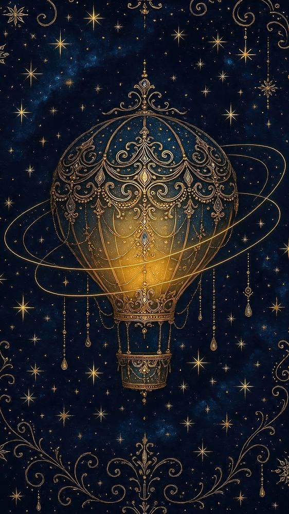 Ornate celestial hot air balloon | Free Photo Illustration - rawpixel
