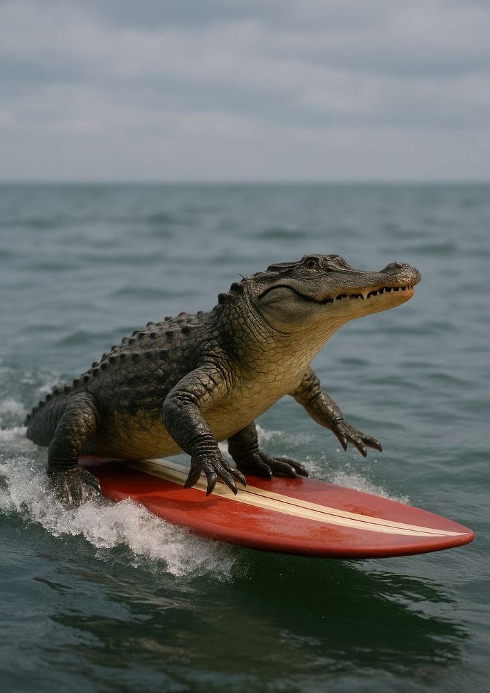 Crocodile surfing ocean waves | Free Photo - rawpixel
