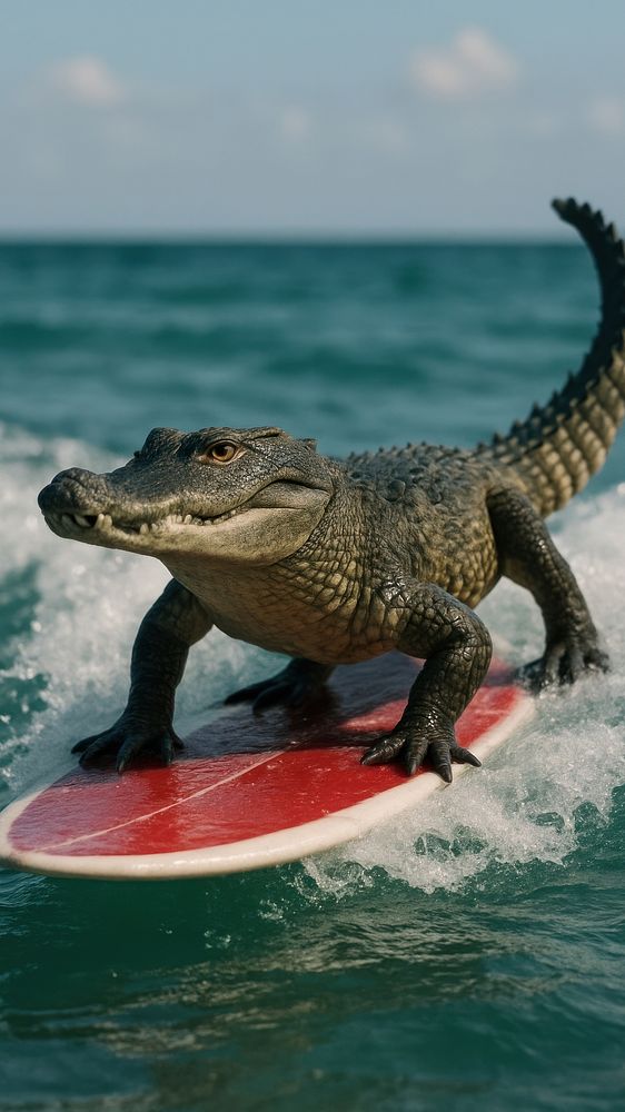 Alligator surfing ocean waves | Free Photo - rawpixel
