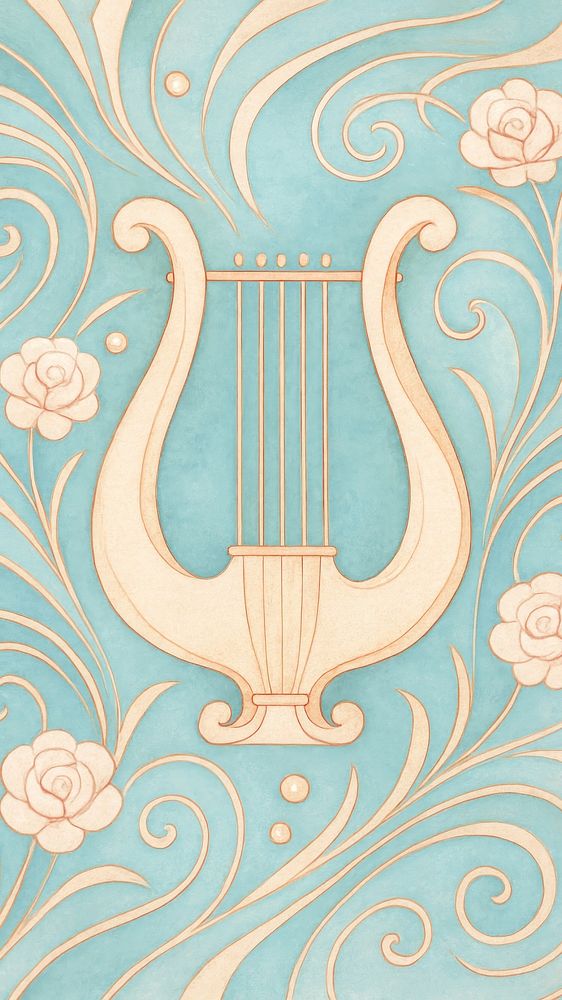 Elegant floral lyre design | Free Photo Illustration - rawpixel