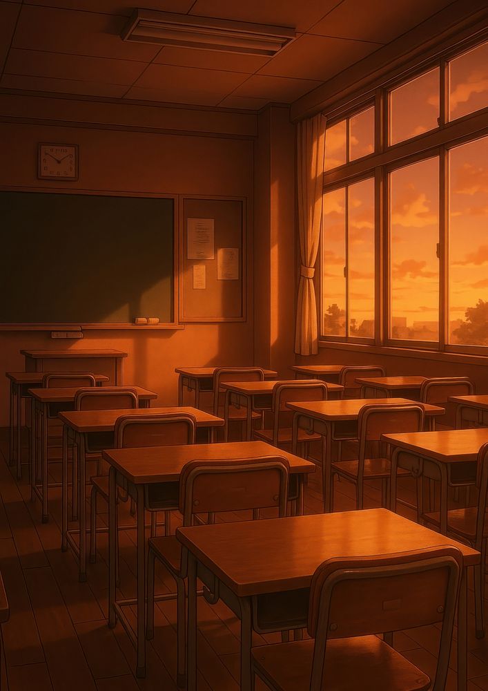 Serene classroom at sunset | Free Photo Illustration - rawpixel