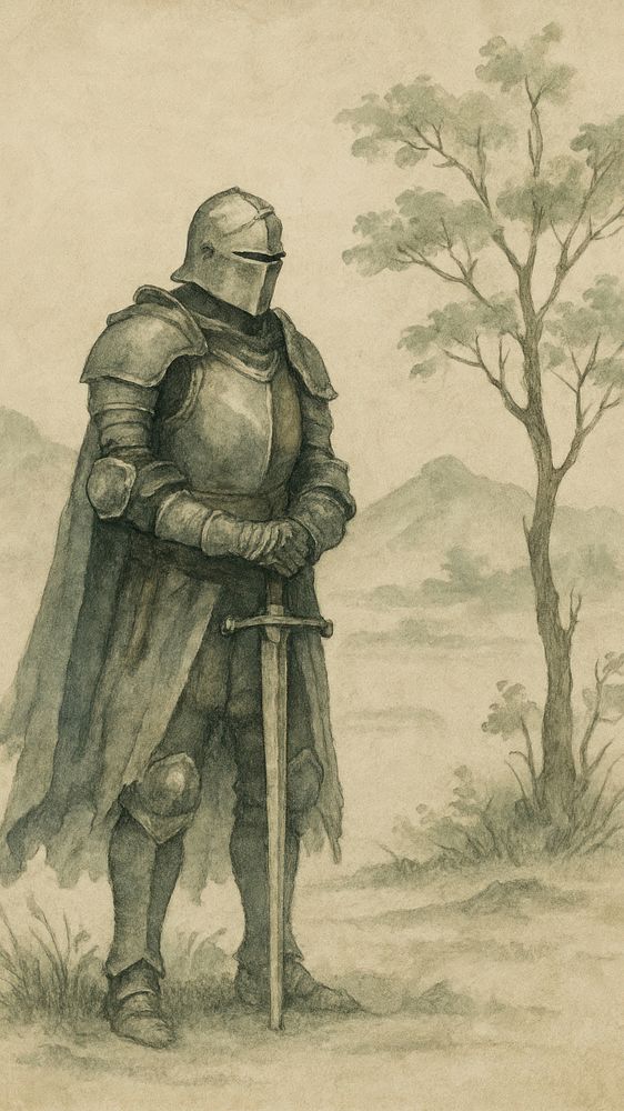 Medieval knight standing guard | Free Photo Illustration - rawpixel
