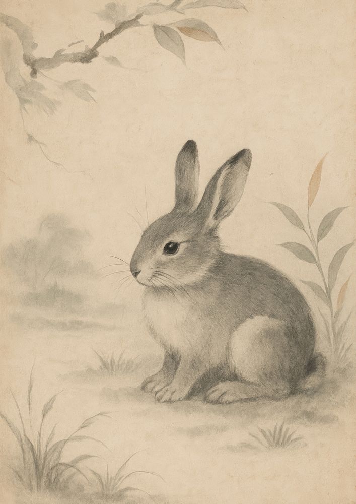 Vintage rabbit illustration art | Free Photo Illustration - rawpixel