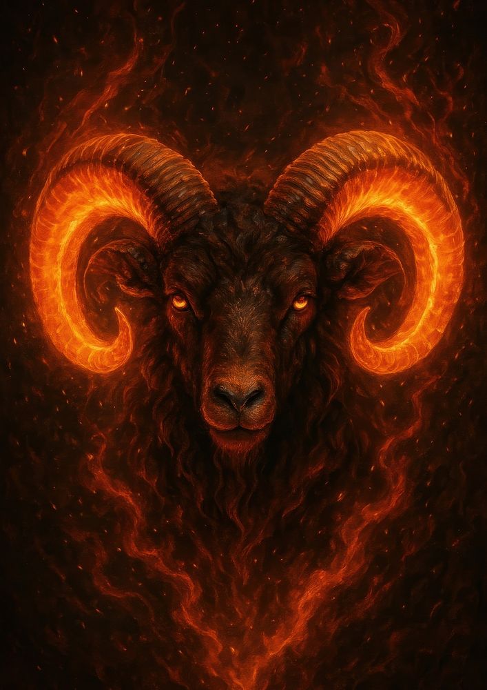 Fiery ram with glowing horns | Free Photo Illustration - rawpixel