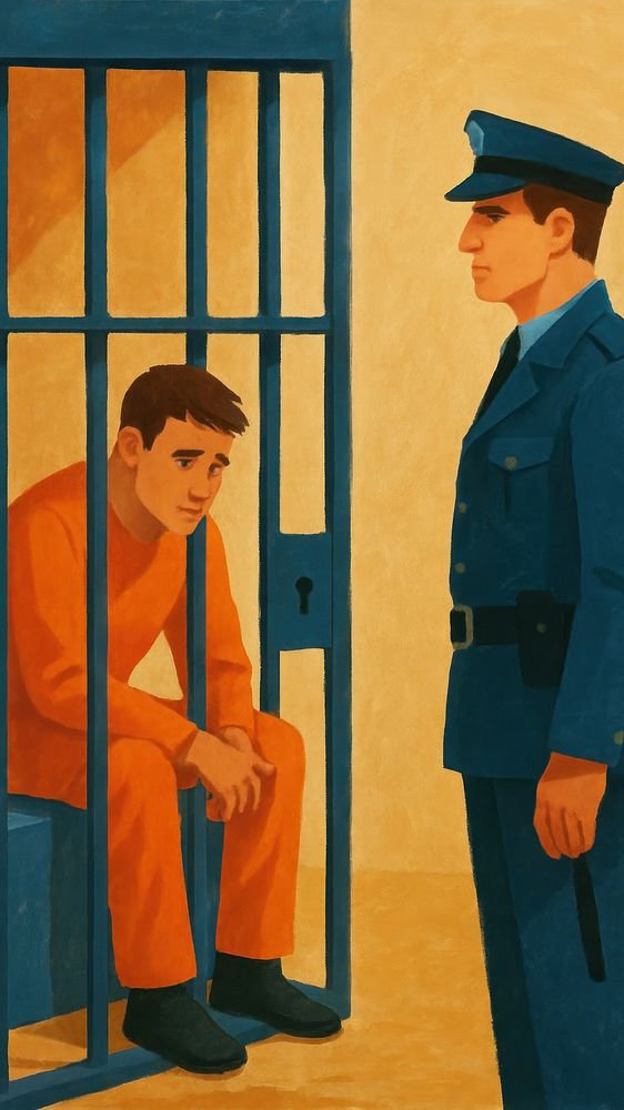 Guard watching prisoner inside cell | Free Photo Illustration - rawpixel